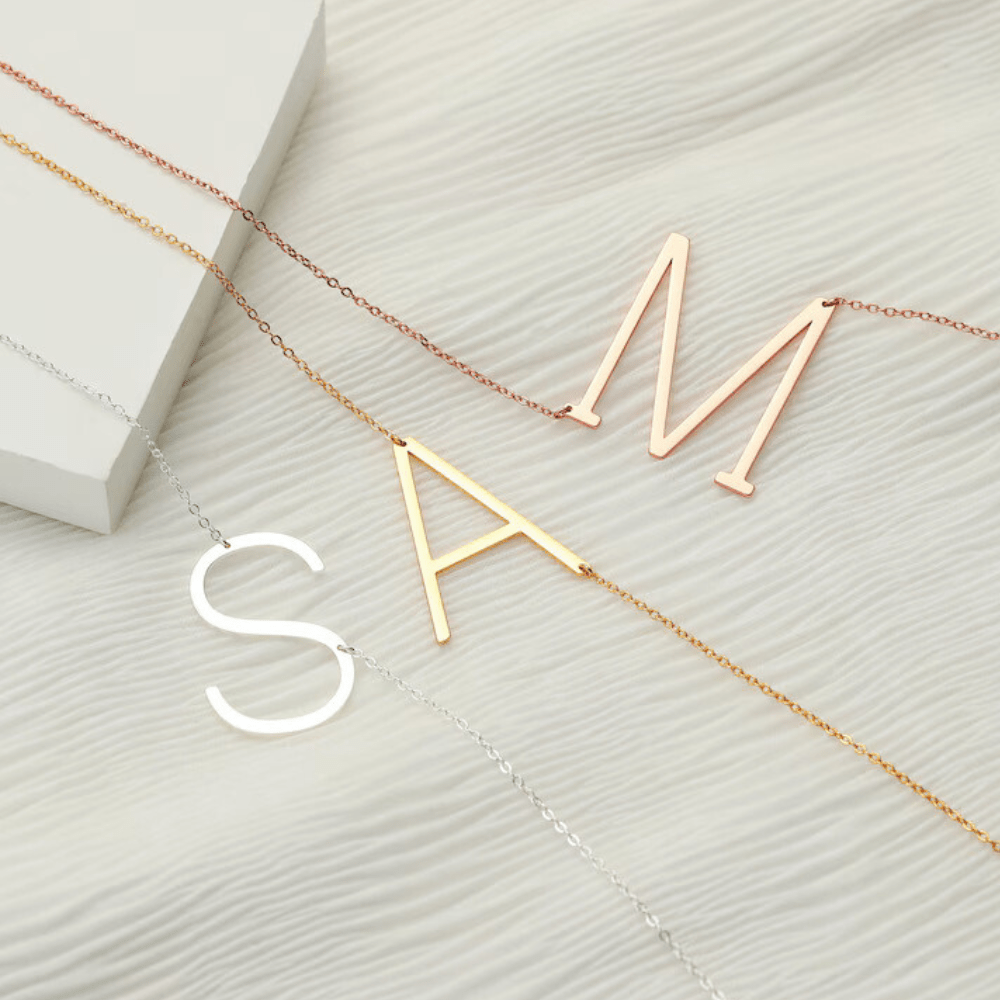 Custom Large Initial Necklace Big Letter Necklace - Select from A to Z ...